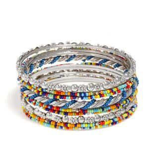 Unbranded | Jewelry | Women Plus Size Fashion Bangle 9 Pcs Set Silver ...